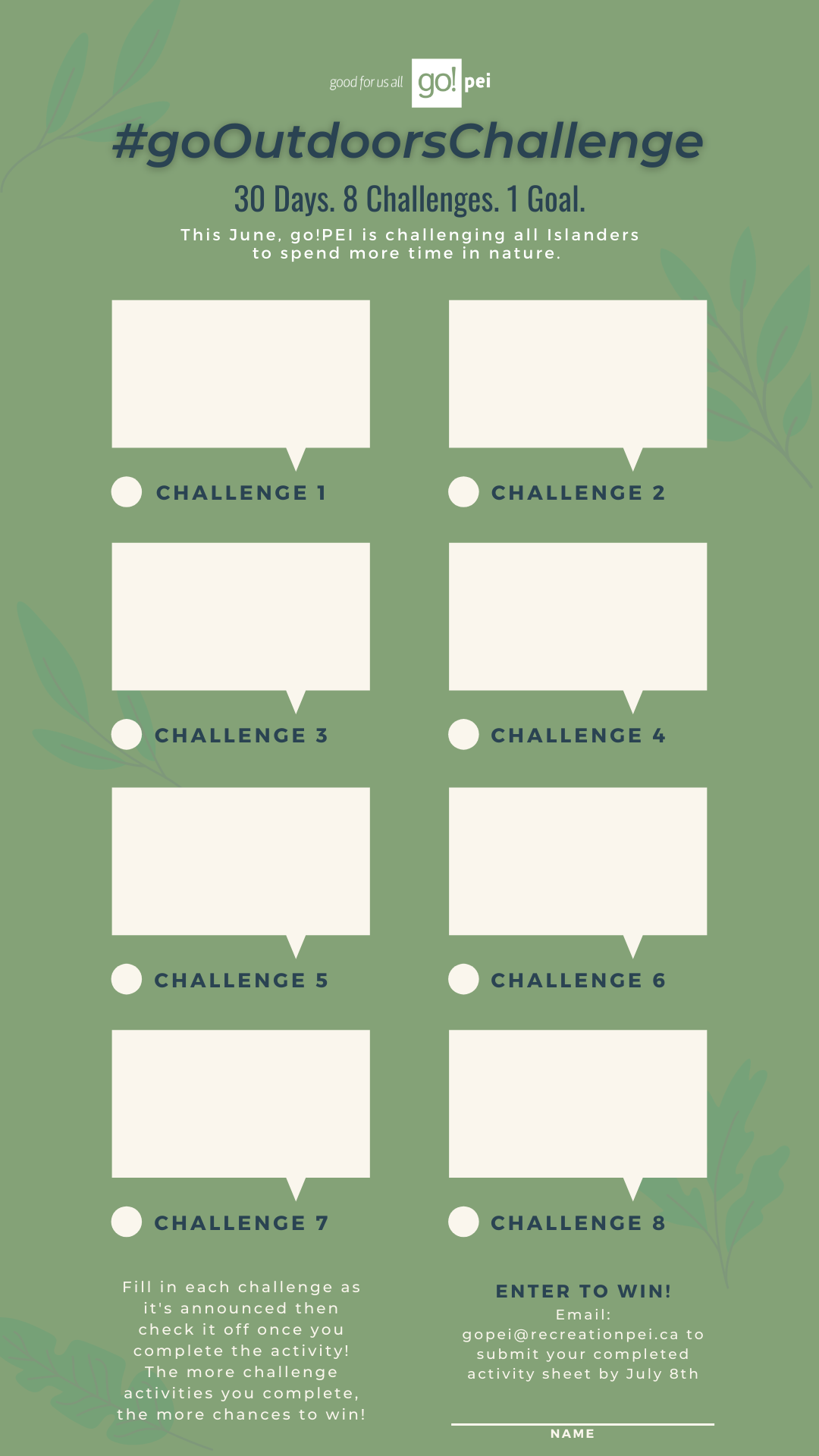 go!Outdooors Challenge Activity Sheet - Recreation PEI